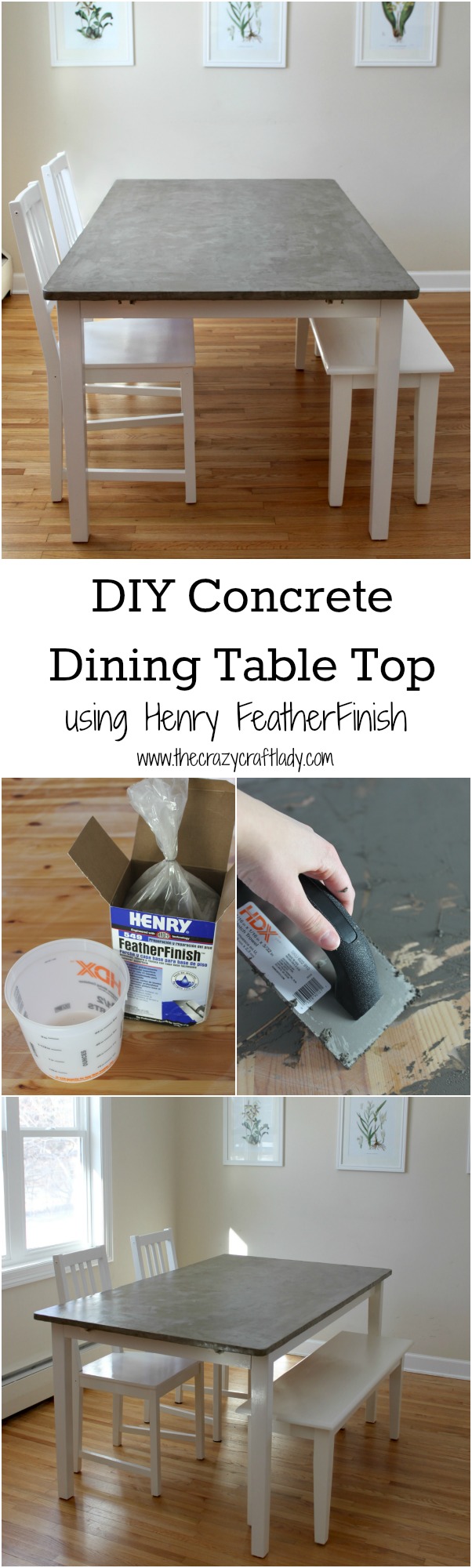 DIY Concrete Dining Table Top And Dining Set Makeover The Crazy Craft