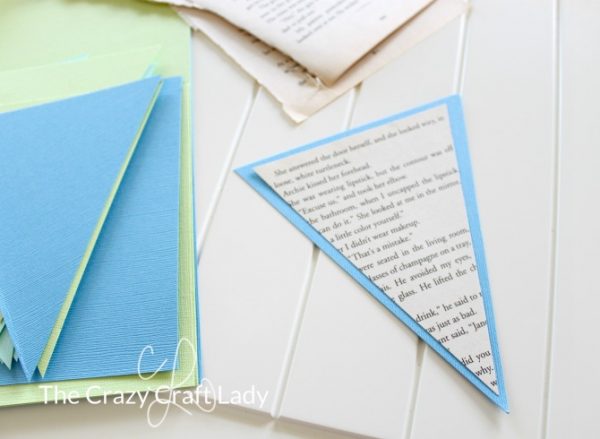 Make a Book Page Pennant Banner for Spring - The Crazy Craft Lady