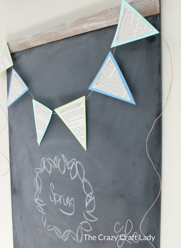 Make a Book Page Pennant Banner for Spring - The Crazy Craft Lady