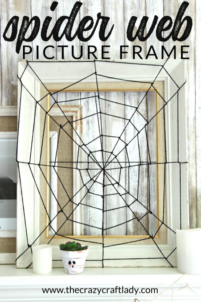 DIY Spider Web Picture Frame - Easy Halloween Decor - The Crazy Craft Lady