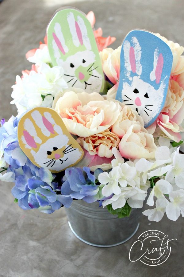 Bunny Handprints - Easter Crafting with the Kids - The Crazy Craft Lady