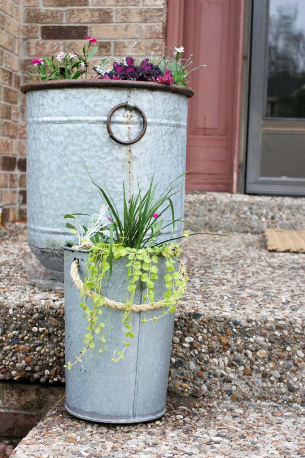 How to Make a DIY Pail Planter for the Front Porch - The Crazy Craft Lady