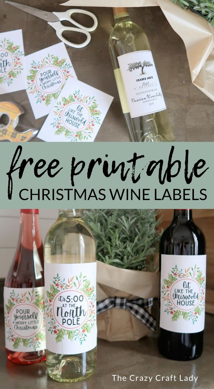 Free Christmas Wine Labels for Bottles - 8 Printables - The Crazy Craft ...