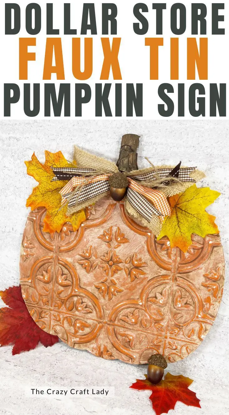 Faux Tile Pumpkin Sign - Dollar Store Fall Craft - The Crazy Craft Lady