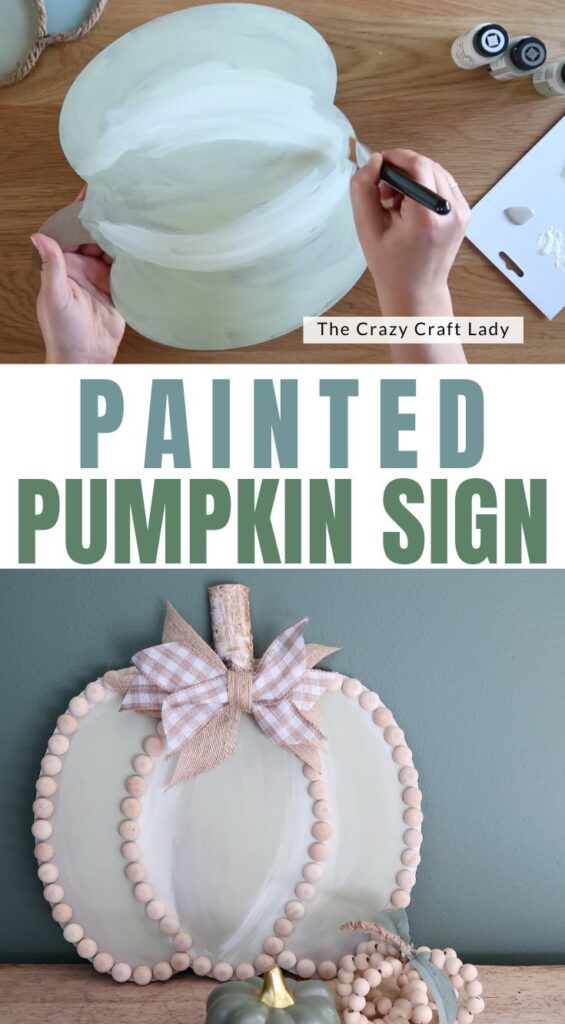 Dollar Store Craft: Neutral Painted Pumpkin Sign - The Crazy Craft Lady