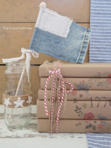 Scrap Fabric Flags - Made from Denim and Drop Cloth - The Crazy Craft Lady