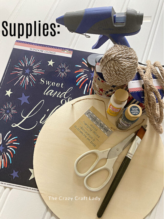 Dollar Store Patriotic Door Hanger - Made with Window Clings
