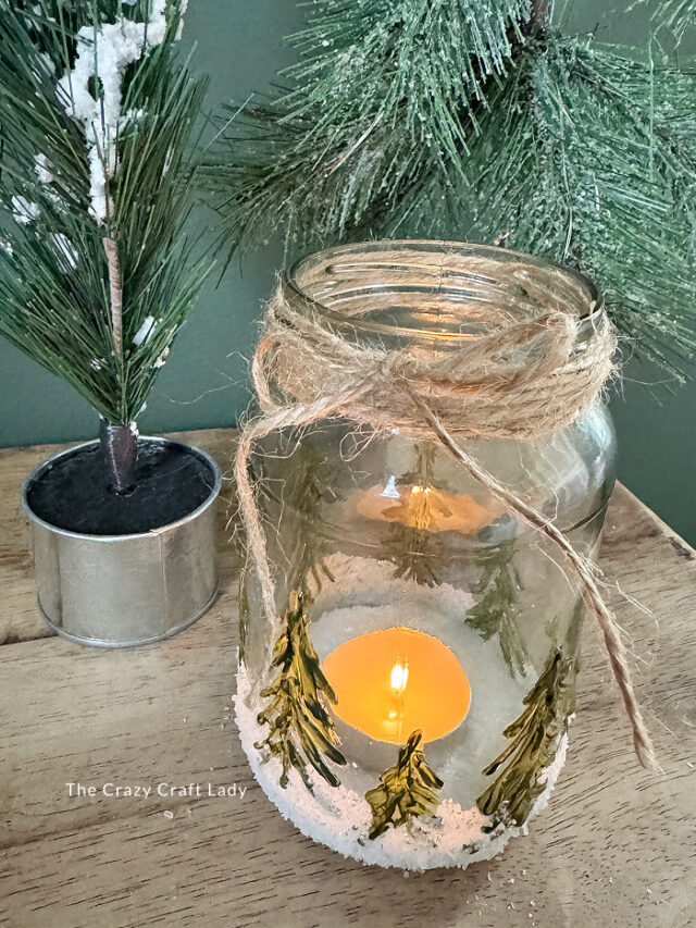 Upcycle Craft: DIY Glass Jar Pine Tree Lantern