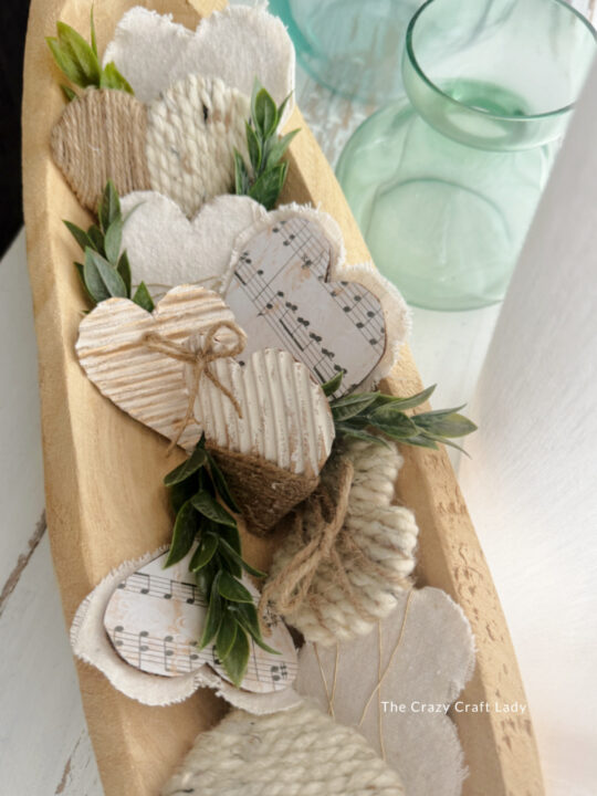Upcycled Cardboard Hearts - a Rustic Valentine Craft - The Crazy Craft Lady