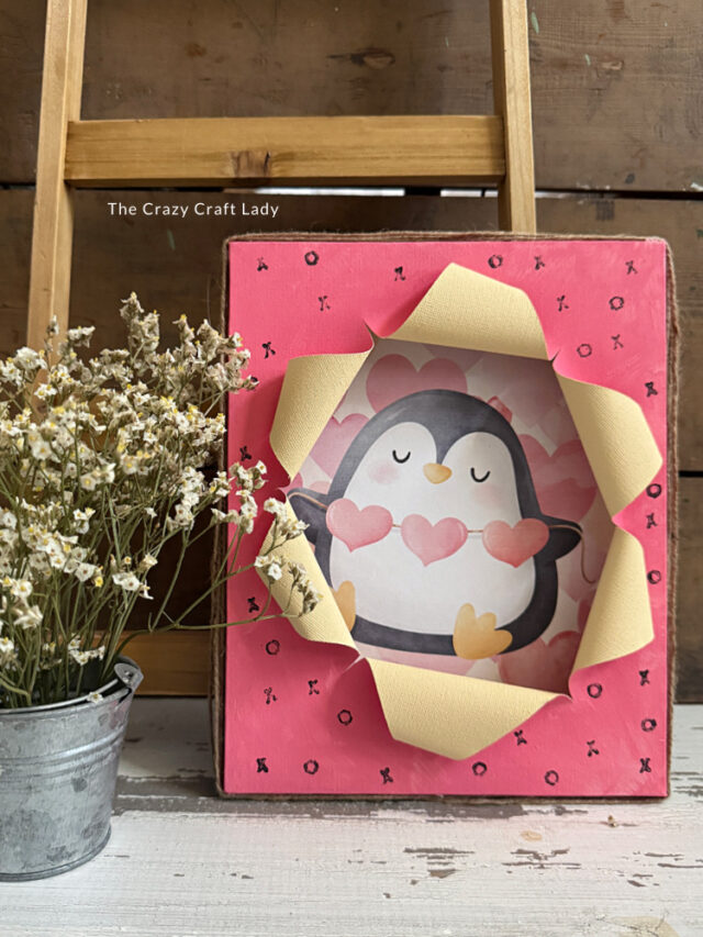 Valentine Busted Canvas - with FREE Penguin Printable - The Crazy Craft ...
