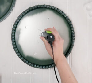 Dollar Store Craft: DIY Pizza Pan Wood Bead Tray - The Crazy Craft Lady